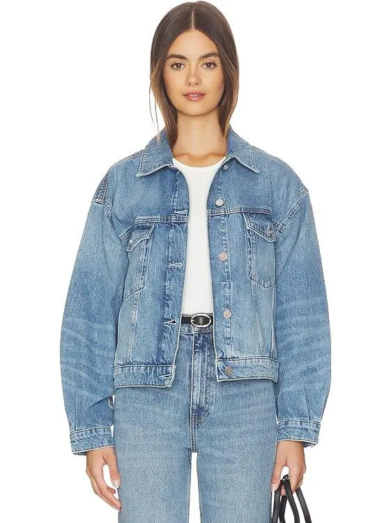 ANINE BING Quincy Denim Jacket - Cascade Blue