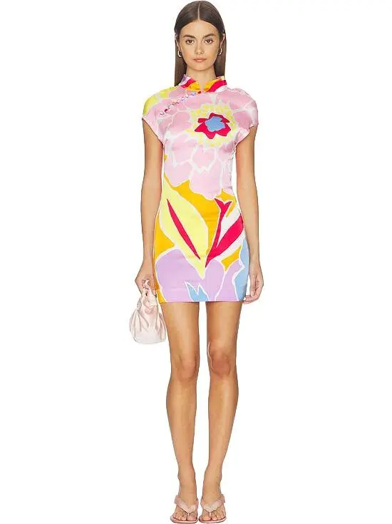 SWF Cheongsam Mini Dress - Electric Garden