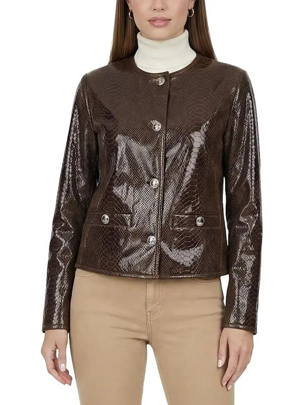 Gorski Metis Suede Python Printed Jacket - Dark Brown