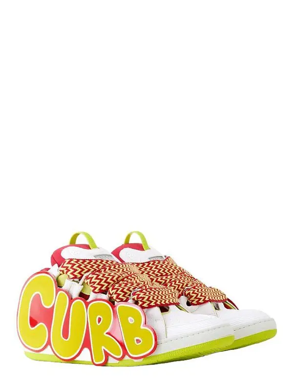 LANVIN Curb Patch Leather Sneakers - Bright Red/green
