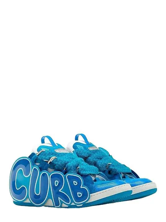 LANVIN Curb Patch Sneakers - Light Blue/blue