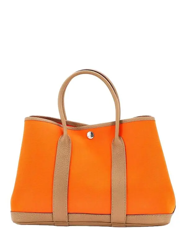 Hermès 30 Garden Party Tote Toile And Leather - Orange/ Brown/ Orange