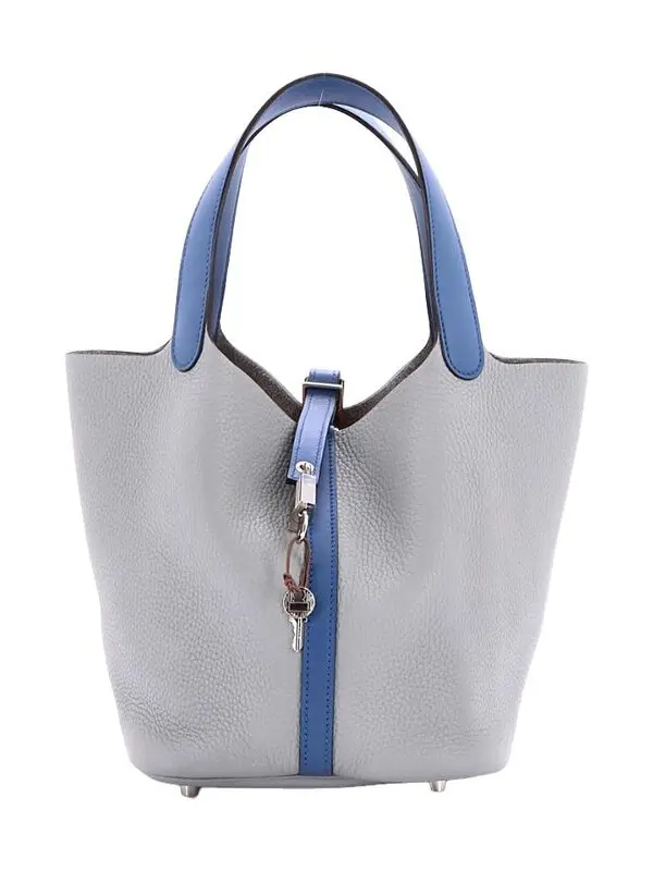 Hermès Mm Bicolor Picotin Lock Bag - Gray/ Blue/ Grey