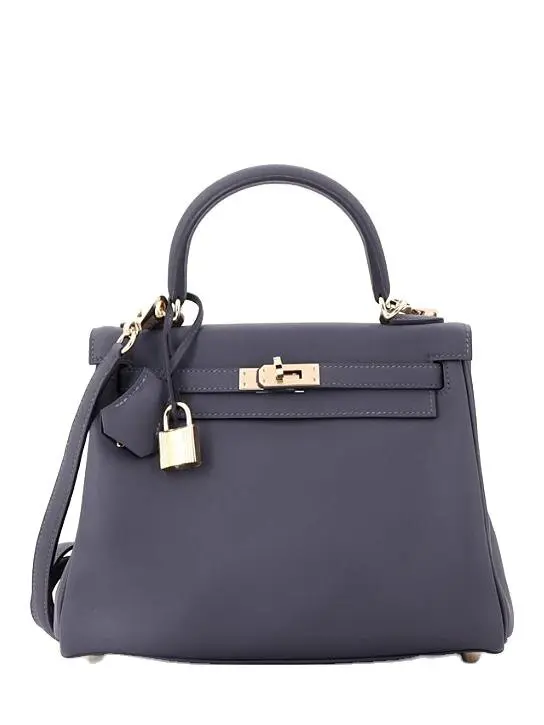 Hermès Kelly 25 Handbag Verso Swift With Permabrass Hardware - Verso - Gris Misty/noir