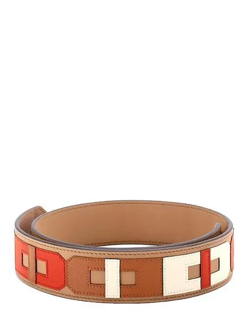 Hermès Maillons Leather Shoulder Strap - Neutral/ Natural/ Orange/ White