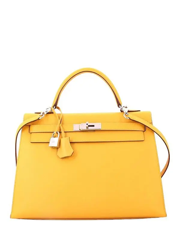Hermès Kelly 32 Handbag Yellow Epsom With Palladium Hardware - Soleil