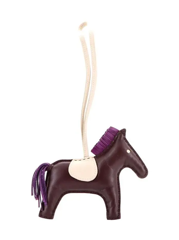 Hermès Mm Grigri Rodeo Bag Charm - Red/ Natural/ Pink/ Red