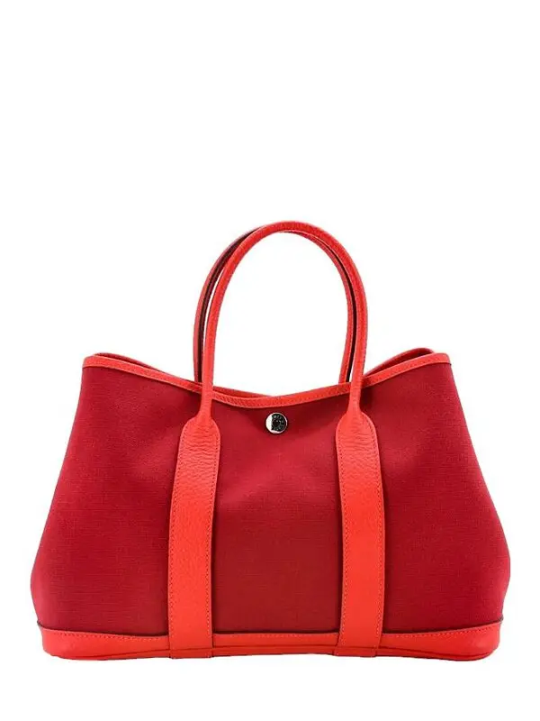 Hermès 30 Garden Party Tote Toile And Leather - Red