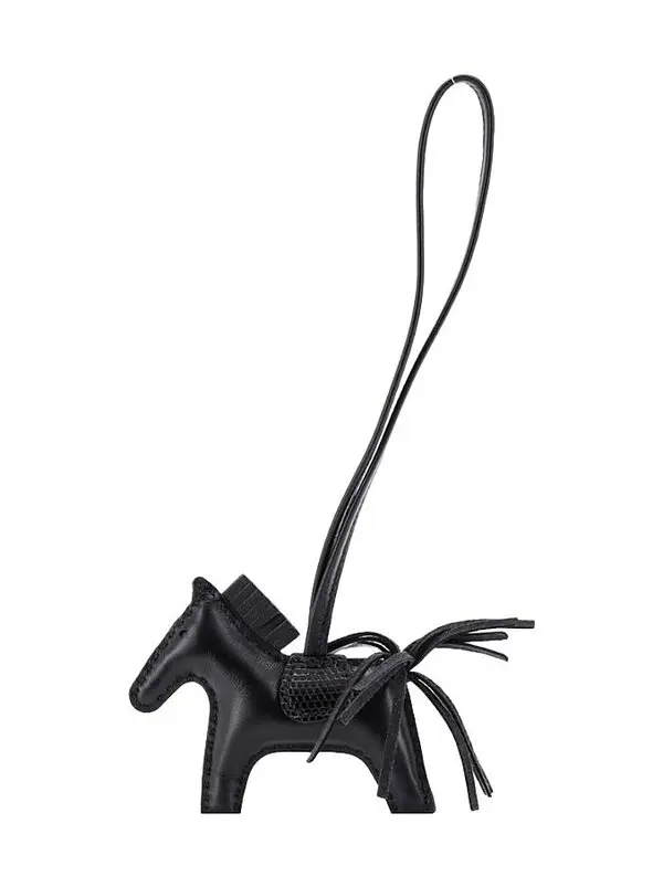 Hermès Pm Grigri Rodeo Touch Bag Charm Leather With Lizard - Black