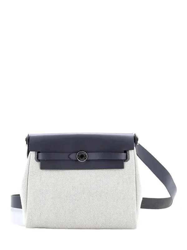 Hermès 20 Herbag Zip Toile And Leather - Gray