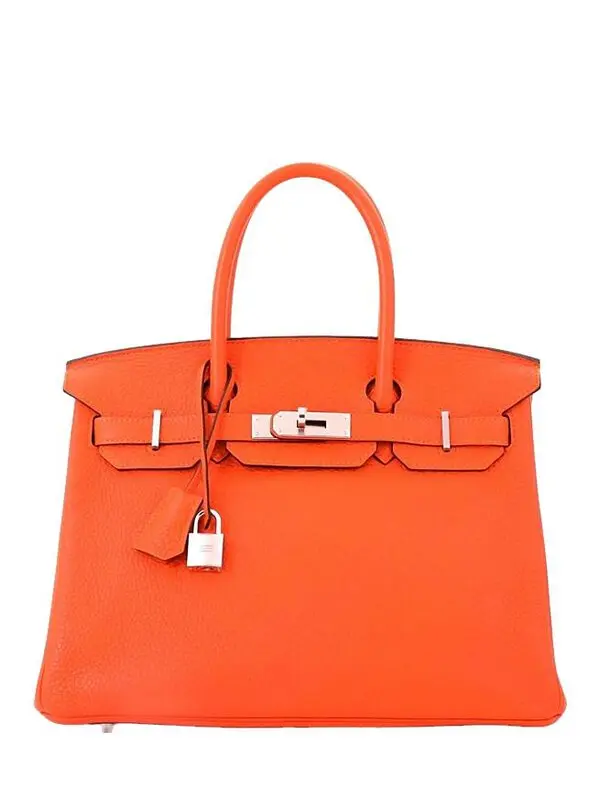 Hermès Birkin 30 Handbag Orange Clemence With Palladium Hardware - Feu