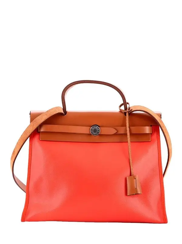 Hermès 31 Herbag Zip Berline Vache Canvas And Leather - Red