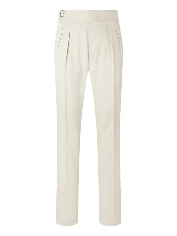 Ralph Lauren Purple Label Straight-leg Pleated Silk-gabardine Trousers - Neutrals