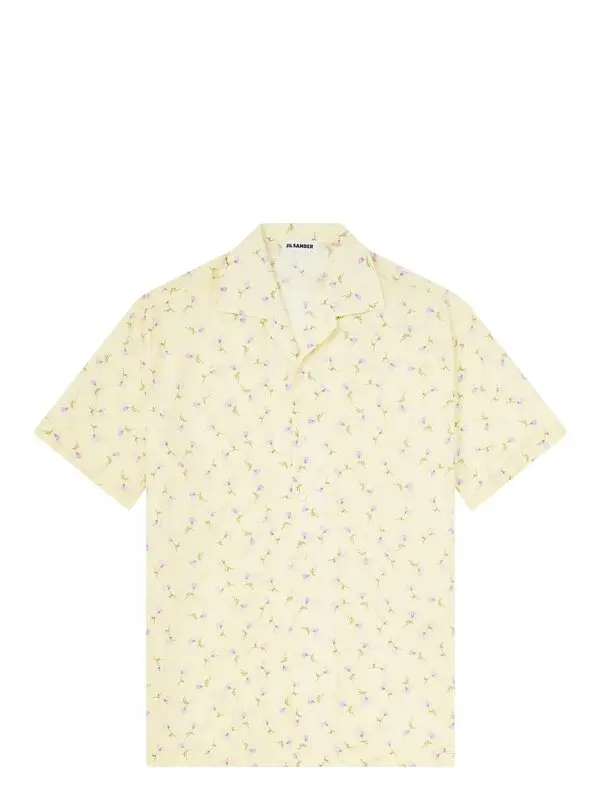 JIL SANDER Camp-collar Printed Cotton Shirt - Yellow