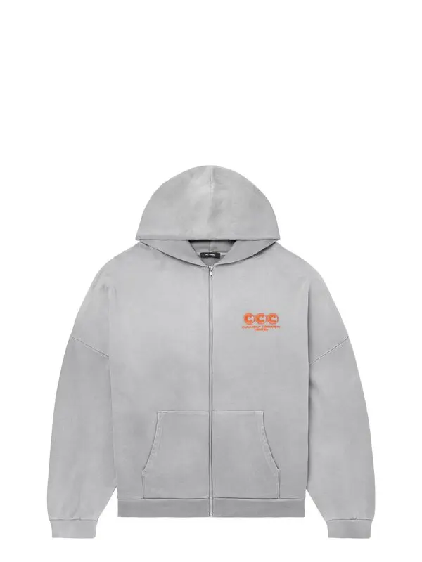 WILLY CHAVARRIA Logo-embroidered Zip-up Hoodie - Gray