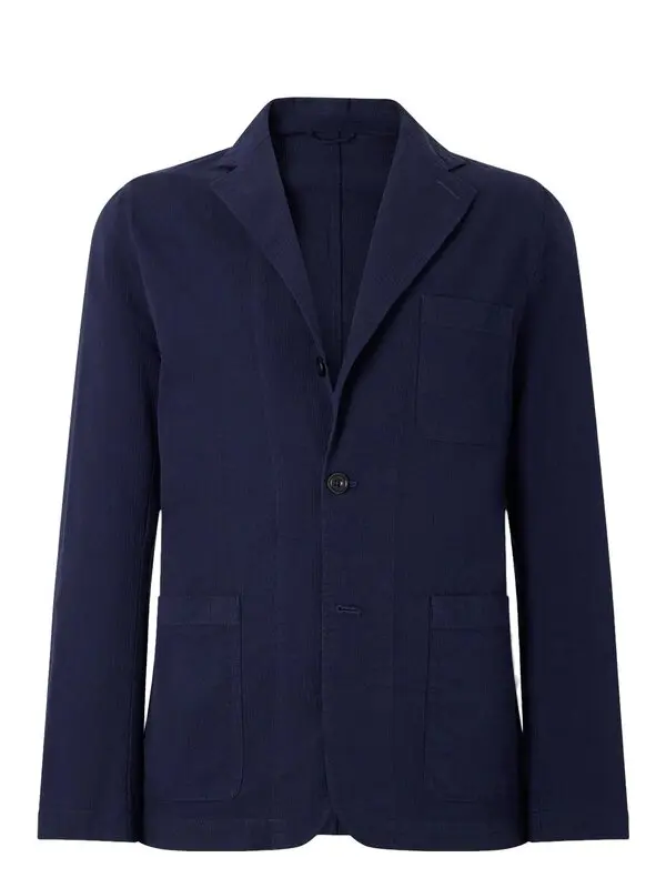 Hartford Julian Textured Cotton Blazer - Blue