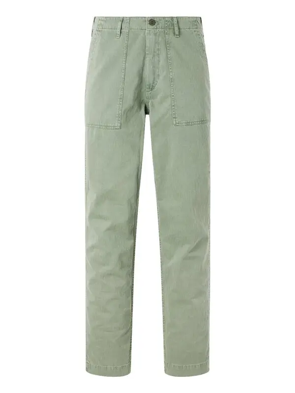 Hartford Fatigue Straight-leg Herringbone Cotton Trousers - Green