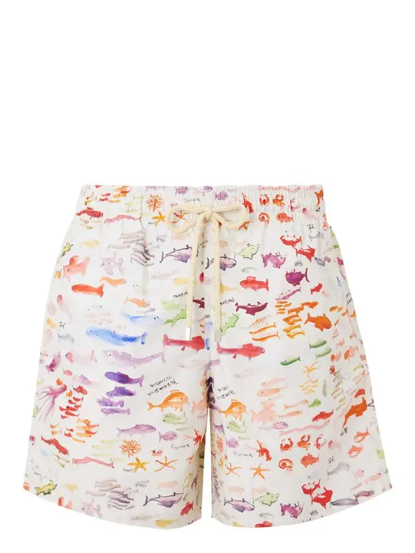 Vilebrequin Moorea Straight-leg Mid-length Printed Swim Shorts - Cream