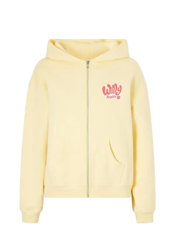 WILLY CHAVARRIA Printed Cotton-jersey Zip-up Hoodie - Yellow