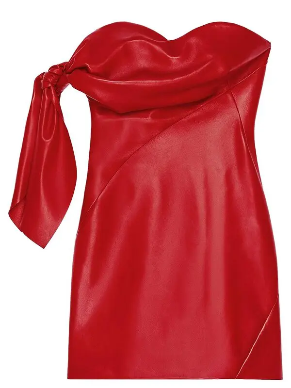 Givenchy Leather Bustier Dress With Bow Detail - Red