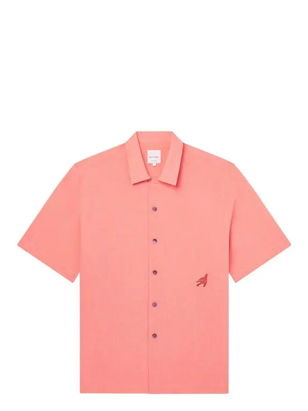 Paul Smith Embroidered Cotton And Linen-blend Shirt - Red