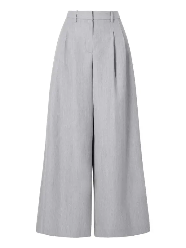 TWP Avery Pleated Wide-leg Wool Pants - Light Blue