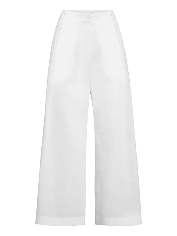 Brunello Cucinelli Cotton Pleated Wide-leg Trousers - White