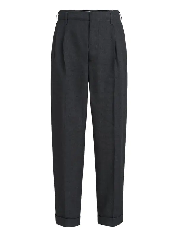Brunello Cucinelli Linen-wool Chevron Tailored Trousers - Black