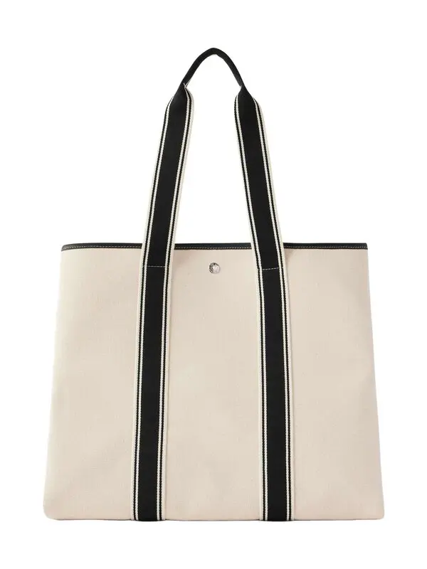 Rue De Verneuil Leather-trimmed Canvas Tote Bag - White