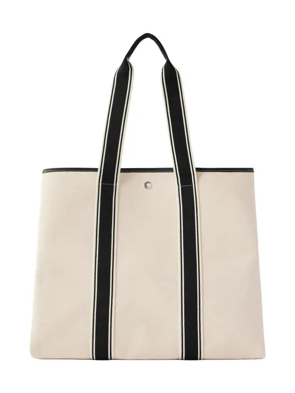 Rue De Verneuil Leather-trimmed Canvas Tote Bag - White