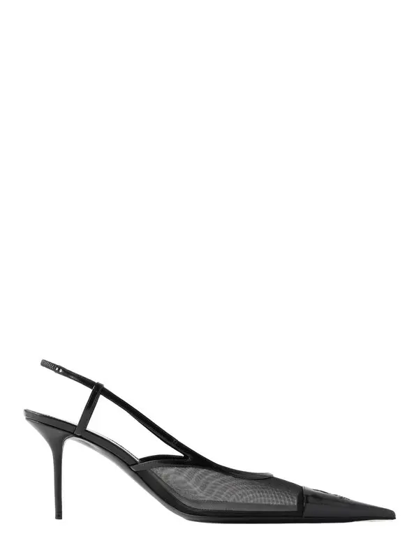 Saint Laurent Renée Embroidered Slingback Pumps - Black