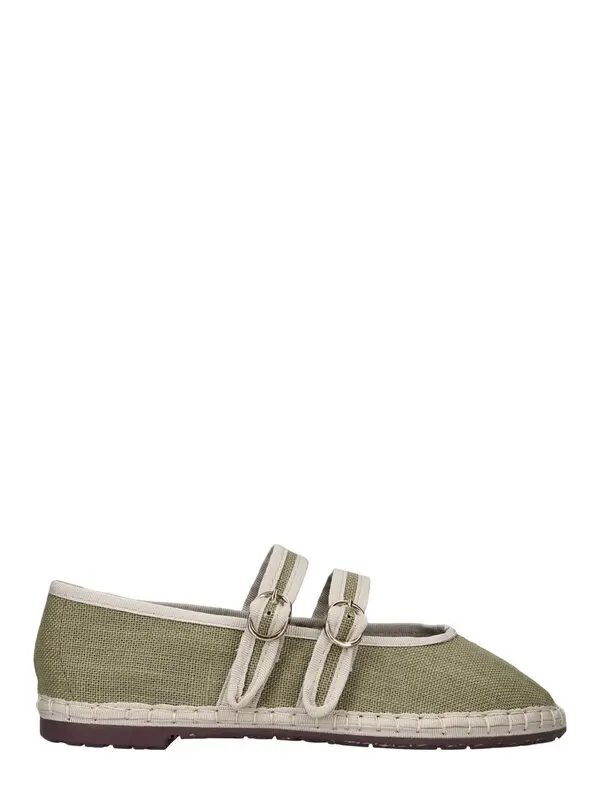 FLABELUS Linen-blend Claire Ballet Flats - Green