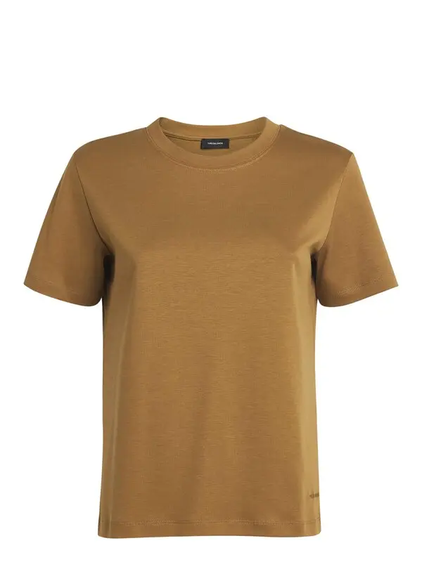 YVES SALOMON Pima Cotton-silk Interlock T-shirt - Beige