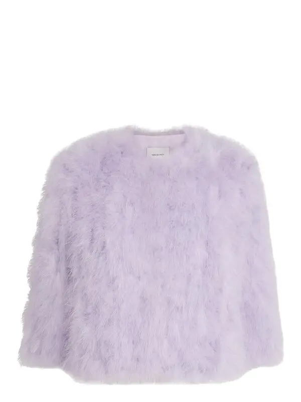 YVES SALOMON Feather Cropped Jacket - Pink