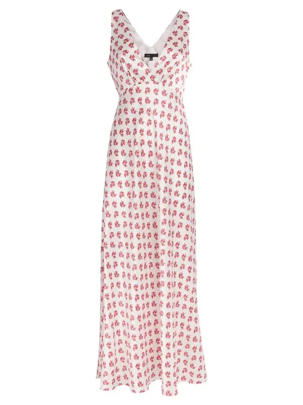 Maje Silk Floral Maxi Dress - Red