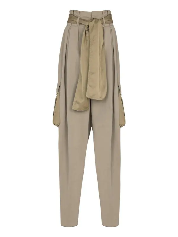Balmain Cotton-blend High-waisted Trousers - Green