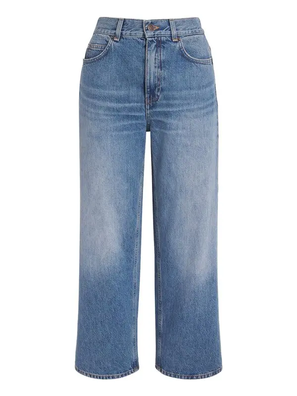 ME+EM Cropped Straight Leg Jeans - Blue