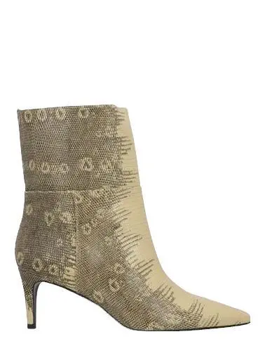 TWINSET Ankle Boots In Cow Leather With Lizard Print - Khaki