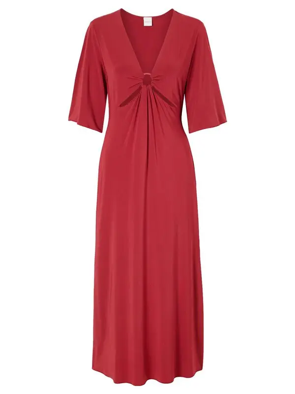 Max Mara Ruched Cut-out Maxi Dress - Burgundy