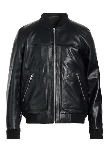 Bolongaro Trevor Leather Bomber Jacket - Black