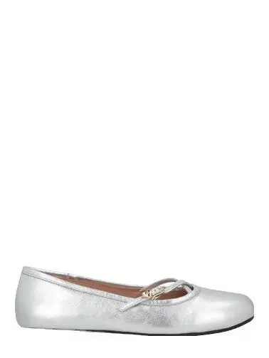 Moschino Leather Ballet Flats - Silver