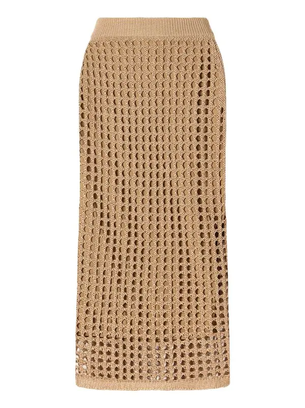 Max Mara Crocheted Cotton Midi Skirt - Brown