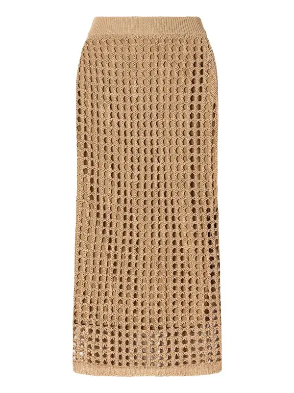 Max Mara Crocheted Cotton Midi Skirt - Brown