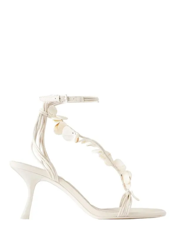 Simkhai Elin Shell-embellished Leather Sandals - White