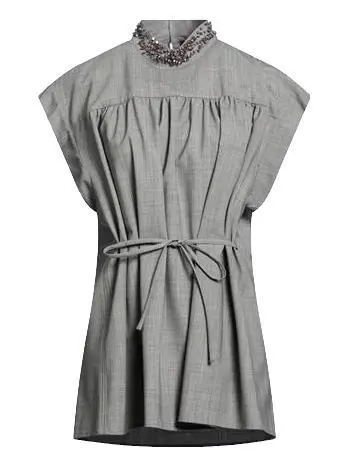 Fabiana Filippi Sleeveless Virgin Wool Top With Mock Neck - Grey