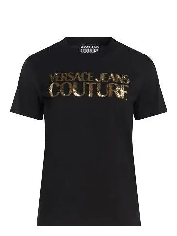 Versace Sequin Embellished Cotton T-shirt - Black