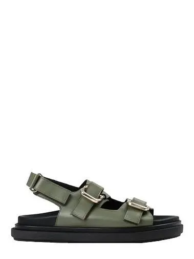 ALOHAS Leather Flatform Sandals - Green