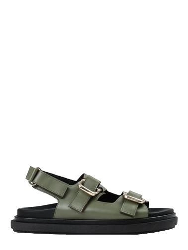 ALOHAS Leather Slingback Sandals - Military Green