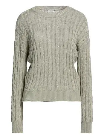 Peserico Cable-knit Sweater With Sequins - Sage Green