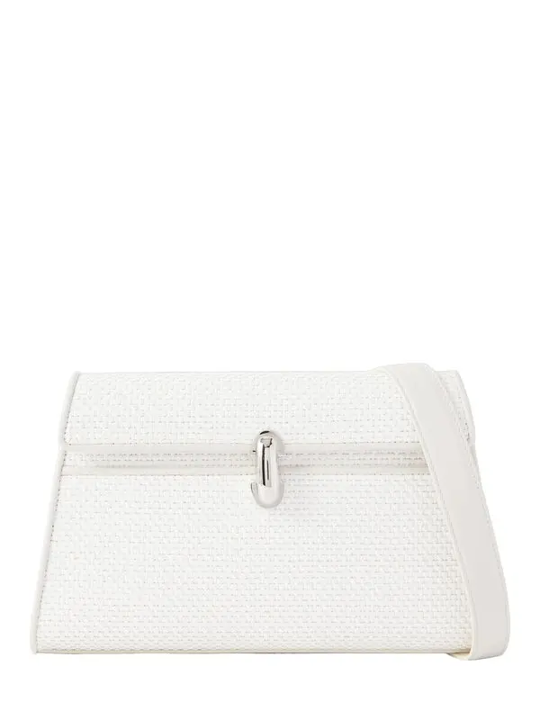 Savette Symmetry Leather-trimmed Woven Raffia Shoulder Bag - White